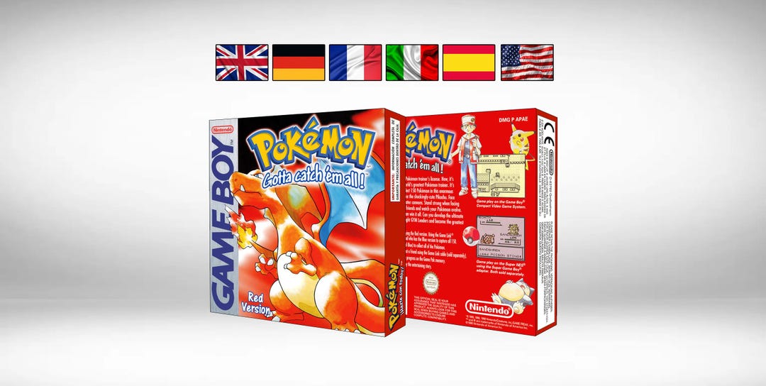 Pokemon Red Box Game Boy Nintendo choose Language - Etsy