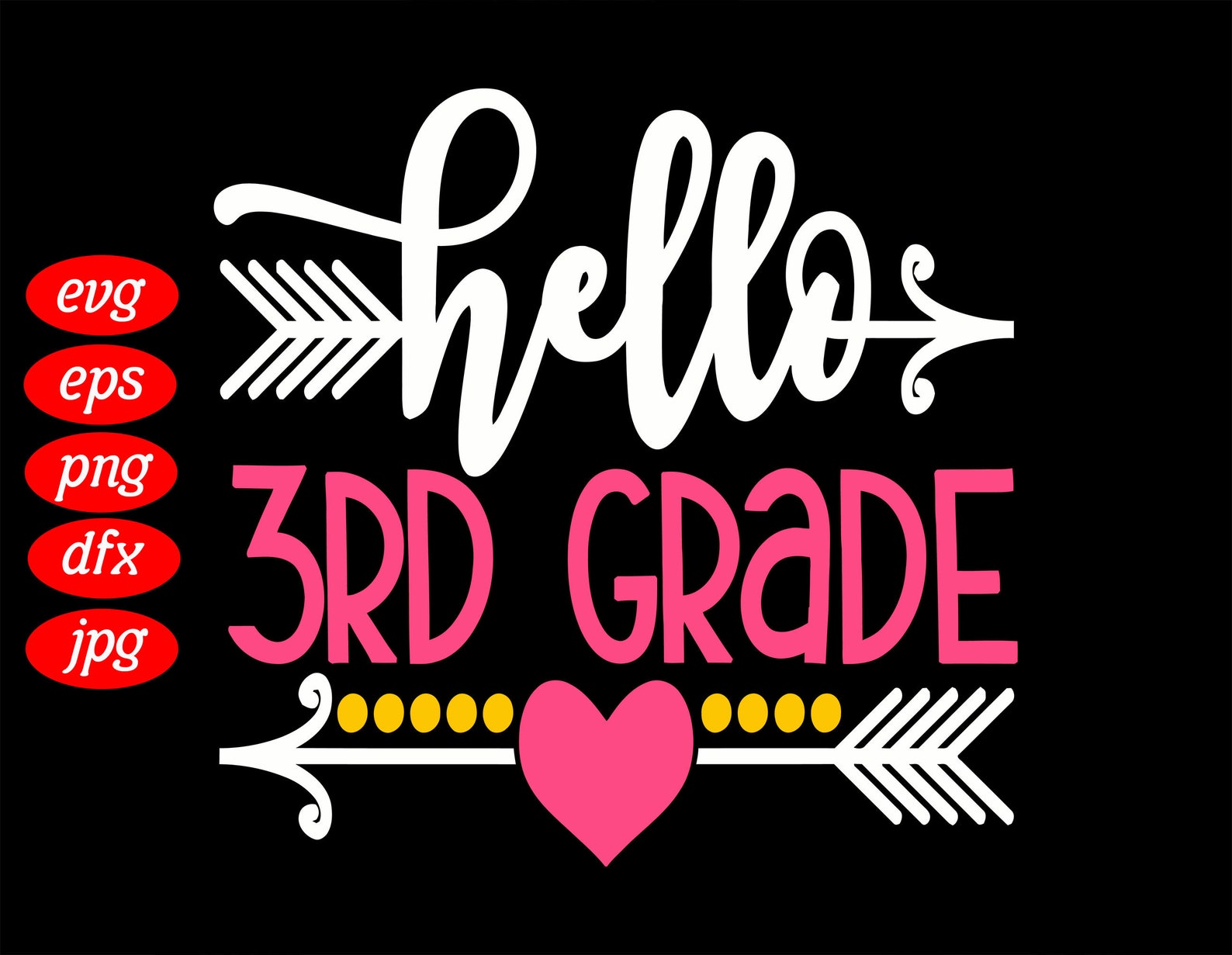 Hello 3rd Grade SVG 3rd Grade Svg Back To School Svg | Etsy