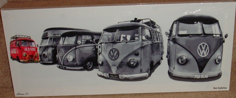 5 Different Vw Camper Van Designs 24x10 on A Wooden Stretcher Frame - Etsy