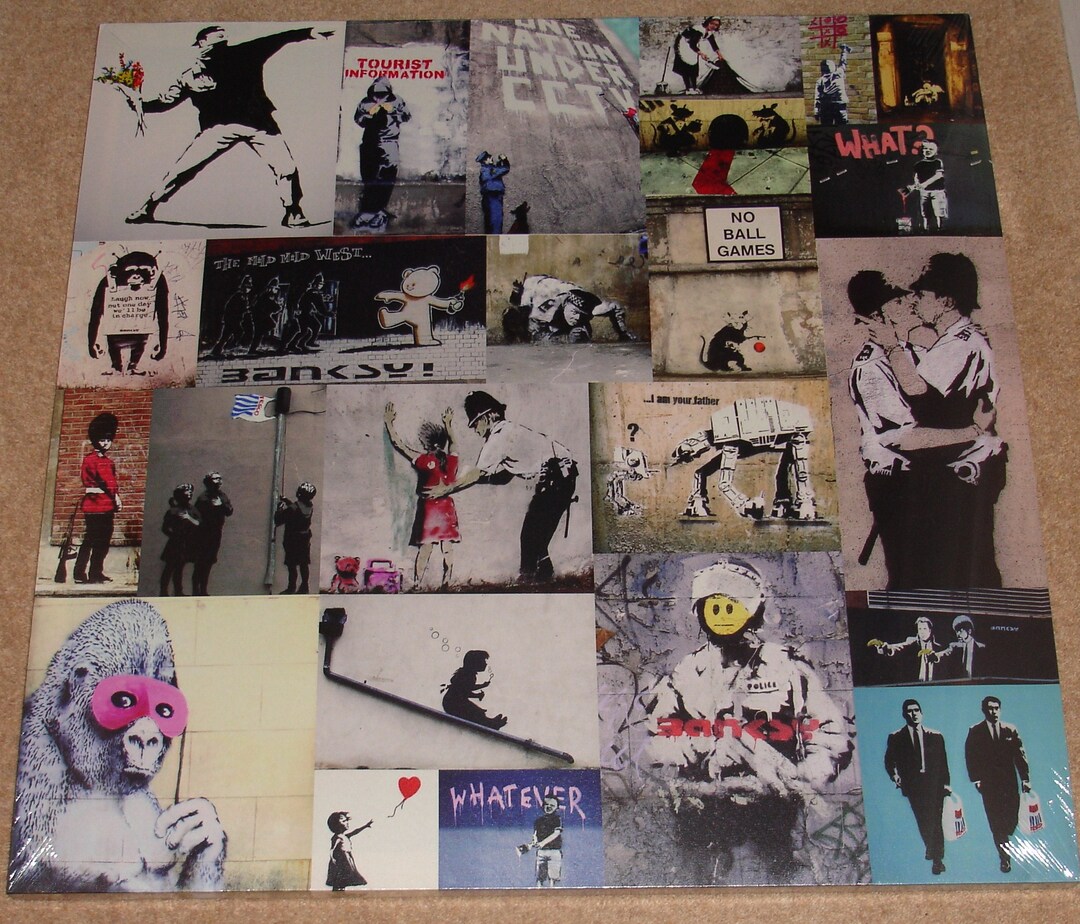 Banksy Collage 15" X 15" Canvas Print on a Wooden Stretcher Frame - Etsy