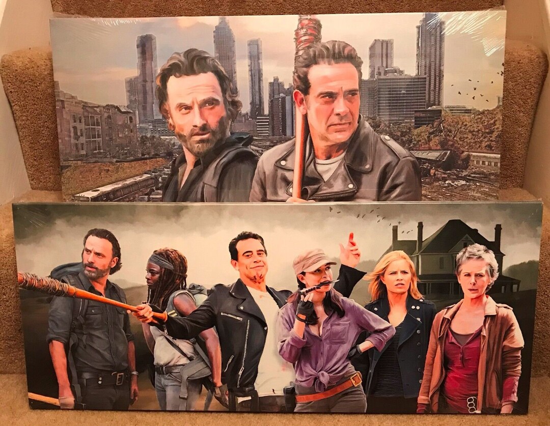 5 Different Walking Dead Canvas 24"x10" on A Wooden Stretcher Frame,new ...