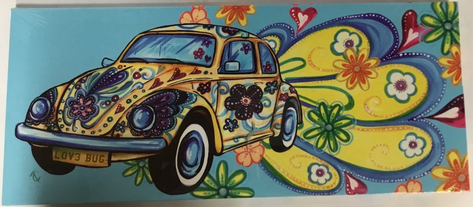 4 Different VW Beetle Canvas Designs 24"x 10" on A Wooden Stretcher ...