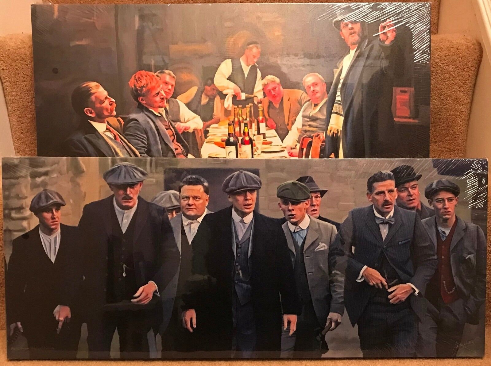 2 Different Peaky Blinders Canvas Designs 24"x 10" on A Wooden ...
