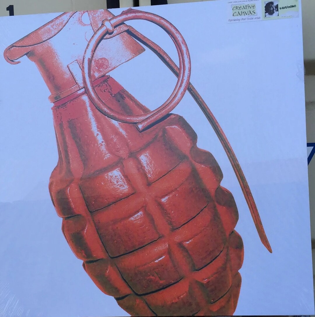 Hand Grenade Novelty 30" X 30" Classic Canvas on a Wooden Stretcher ...