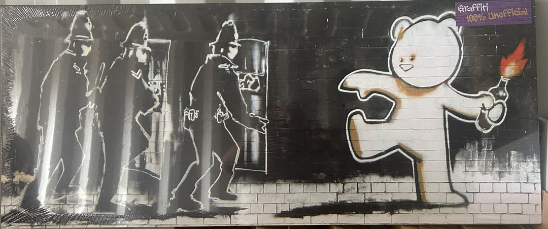 Banksy Teddy Molotov Cocktail 48" X 20" Canvas on Wooden Stretcher ...