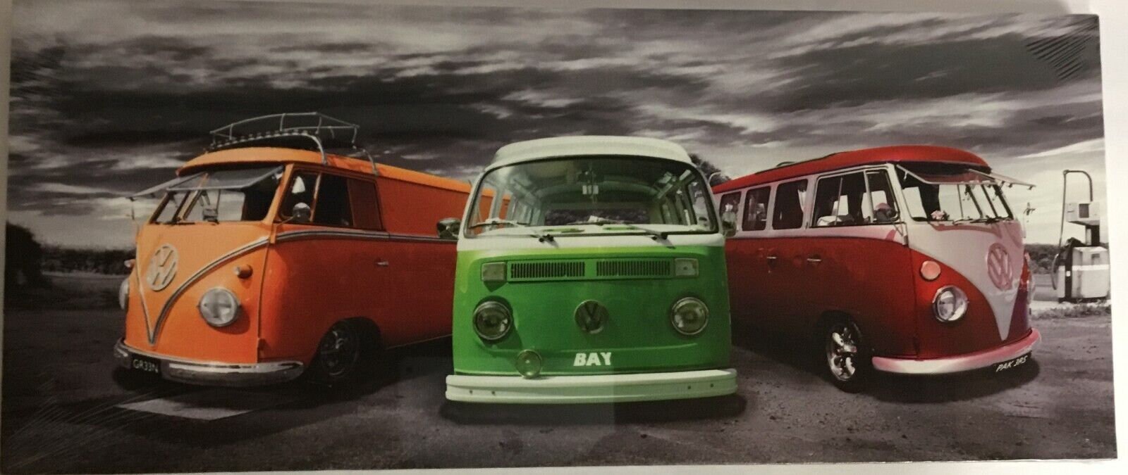 5 Different Vw Camper Van Designs 24"x10" on A Wooden Stretcher Frame ...