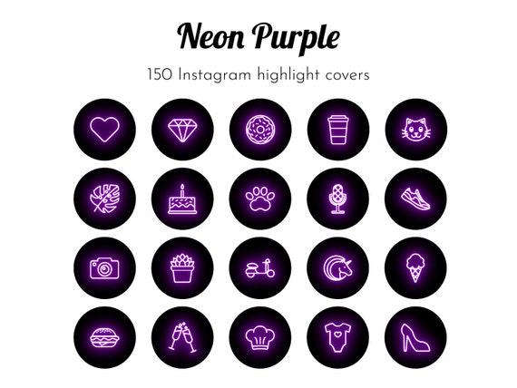 Neon Purple Instagram Highlight Covers Instagram Story Icons | Etsy