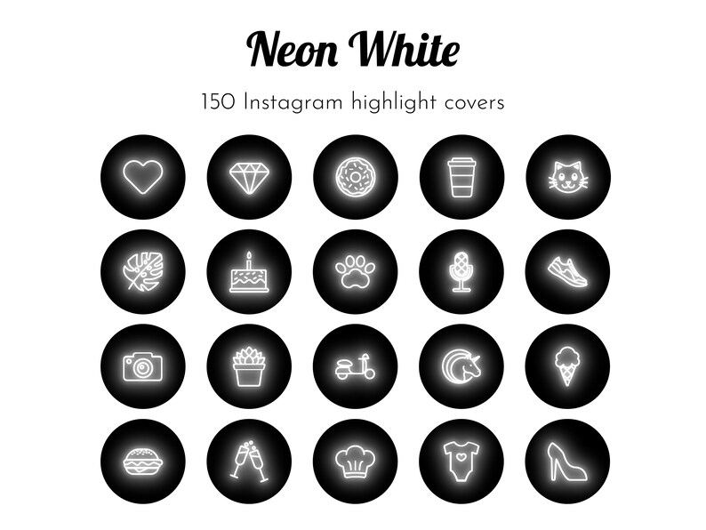 Neon White Instagram Highlight Covers Instagram Story Icons - Etsy
