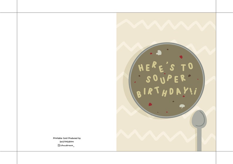 Printable Greeting Card - Birthday Card | Here's to Souper Birthday - Etsy