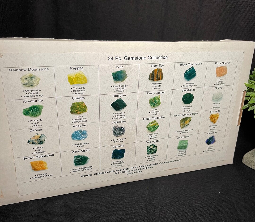 24 Piece Rough Gemstone Collection Box, Crystal Collection, Beginner ...