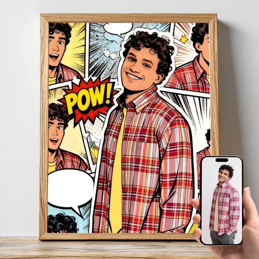 Custom Comic Book Portrait, Superhero Gift for Him, Personalized ...