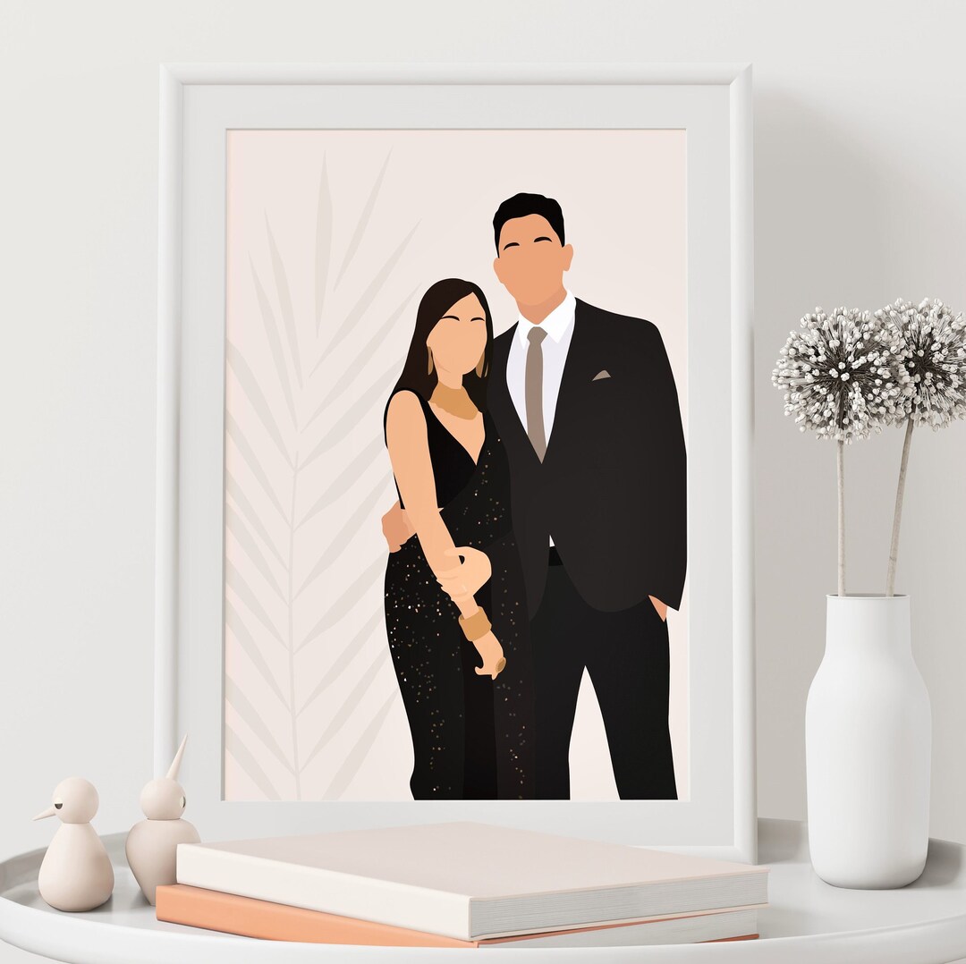 Custom Couples Faceless Portrait, Digital Family Portrait, Photo ...
