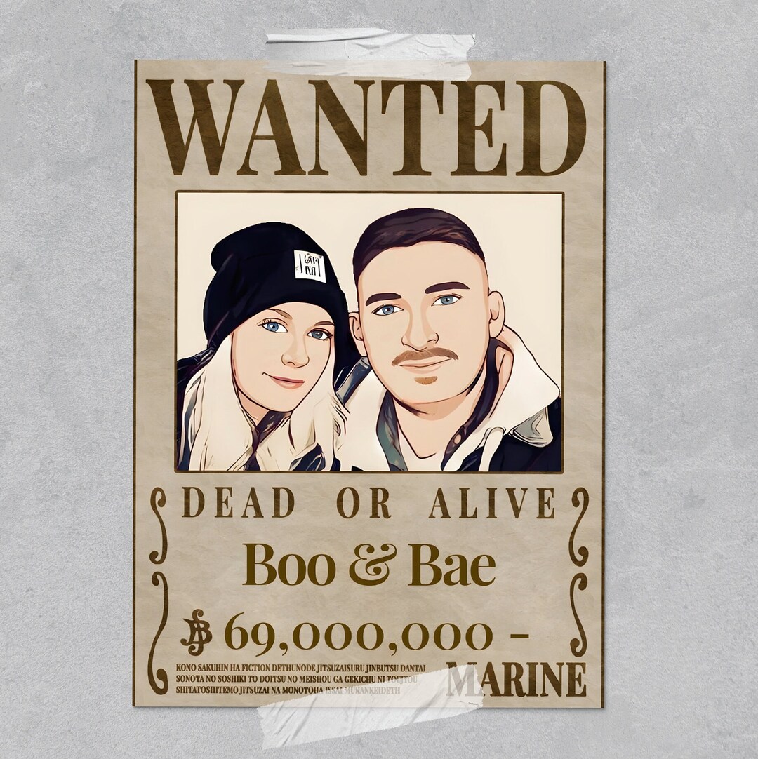 Affiche wanted personnalisé, affiche couple bonnie and clyde ...