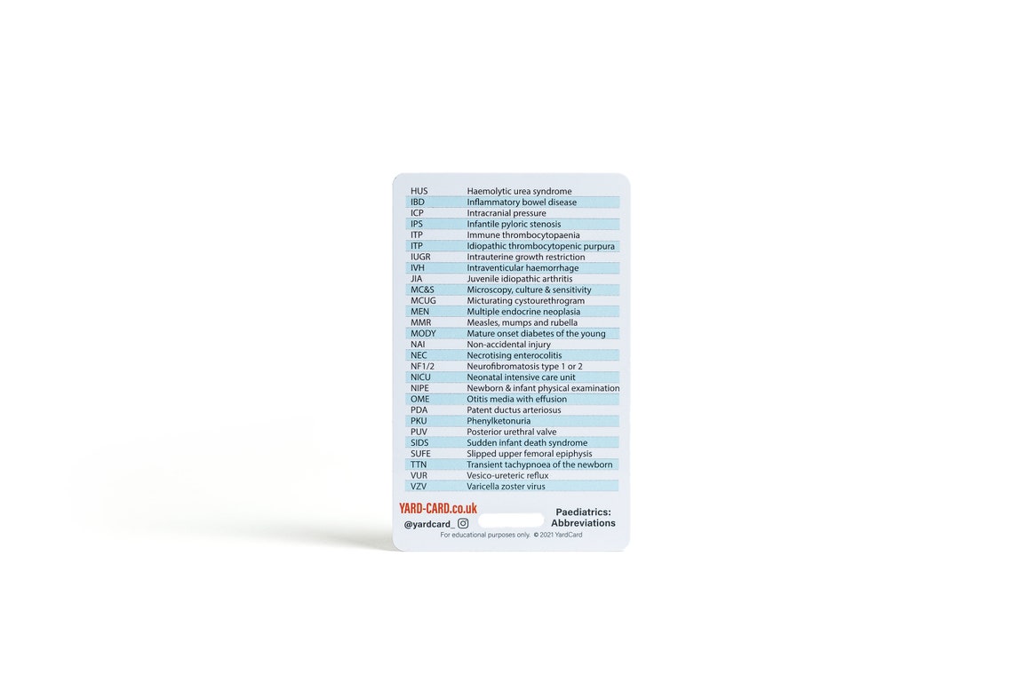 Paediatric Yardcard Bundle Reference Cards for Child Nurses - Etsy UK