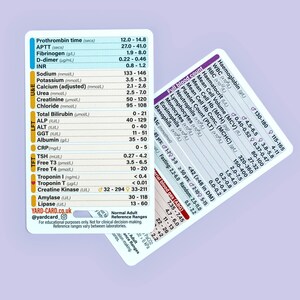 Yardcard Bundle - Reference Cards for Student Nurses, Medical Students ...