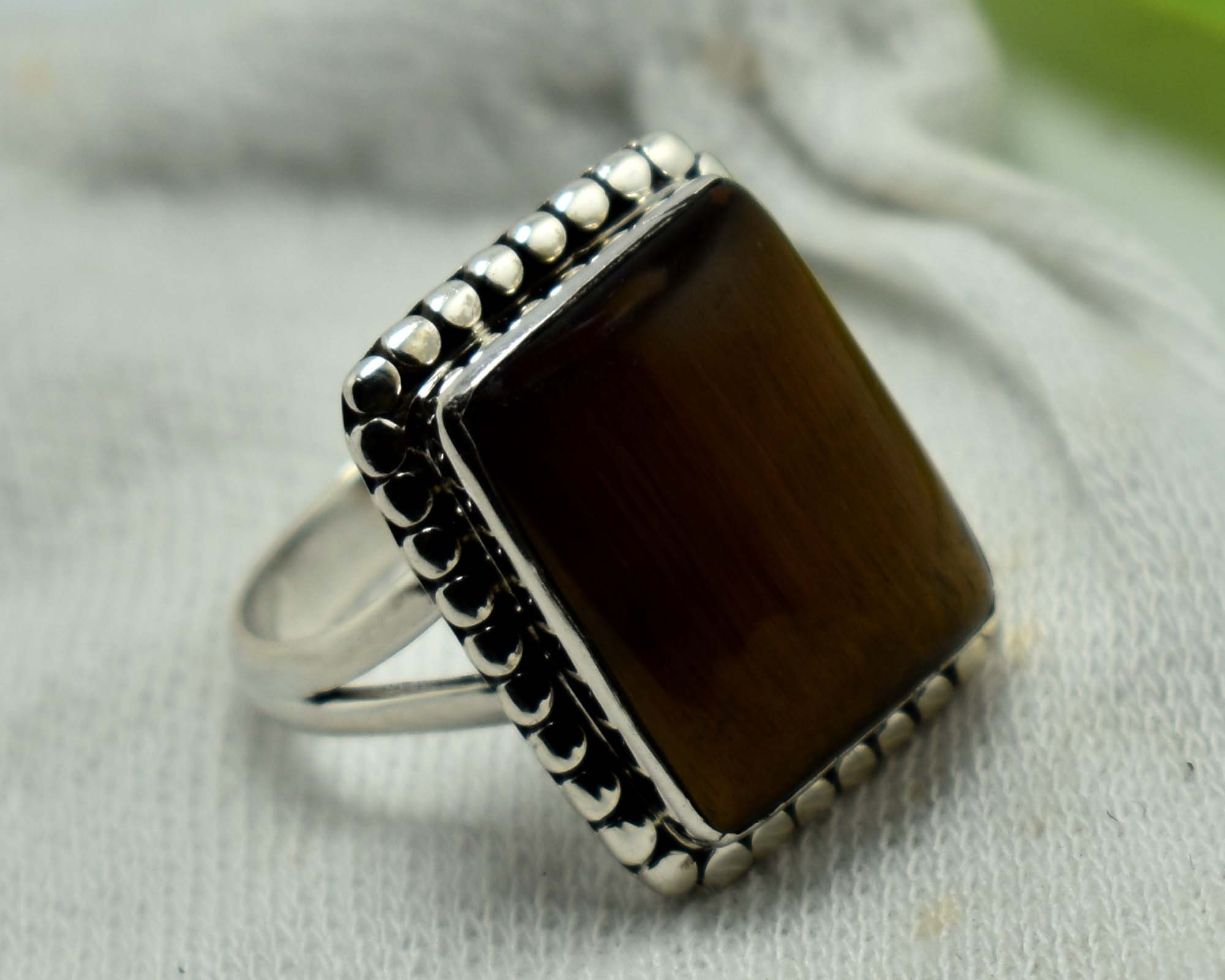 Tiger Eye Ring 925 Sterling Silver Oval Gemstone Jewelry | Etsy