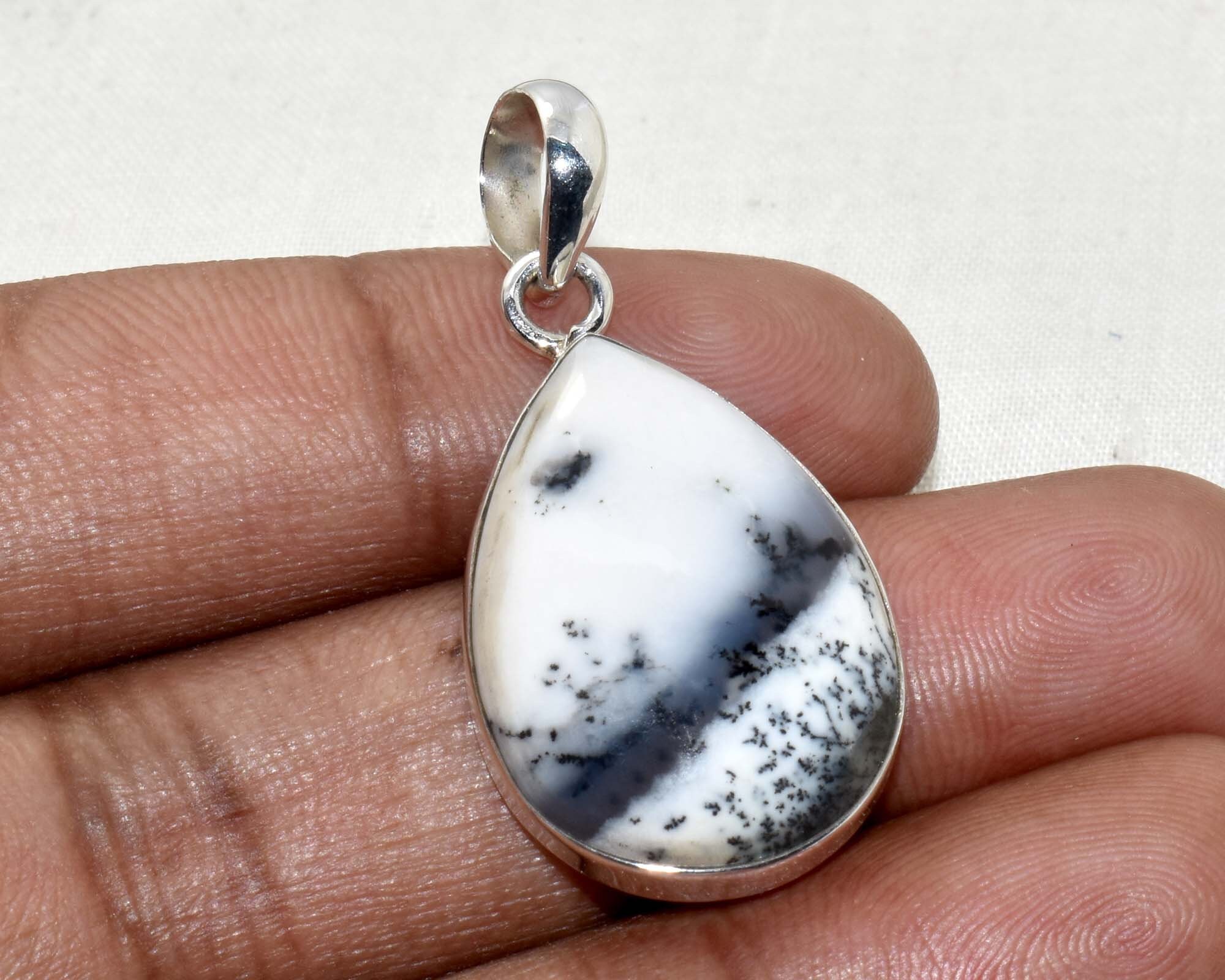 925 Sterling Silver Dendrite agate Gemstone Pendant Sterling - Etsy.de