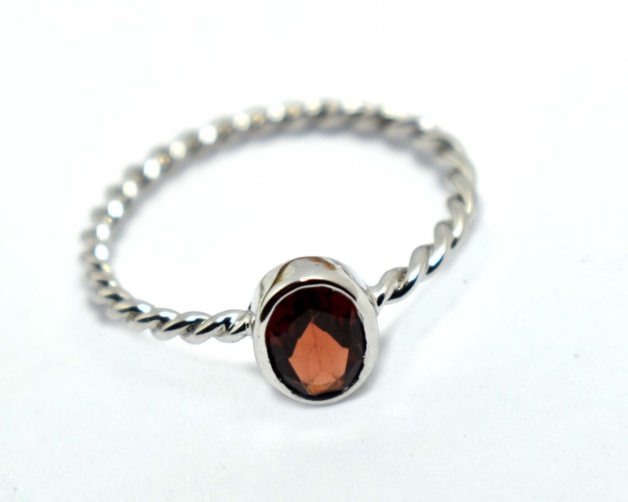 Garnet Ring Band Ring 925 Sterling Silver Ring Women Ring | Etsy