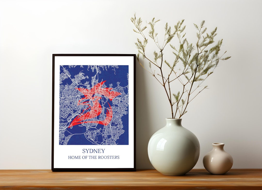 Sydney Roosters NRL Map Print (originally Hand Drawn) - Etsy Australia