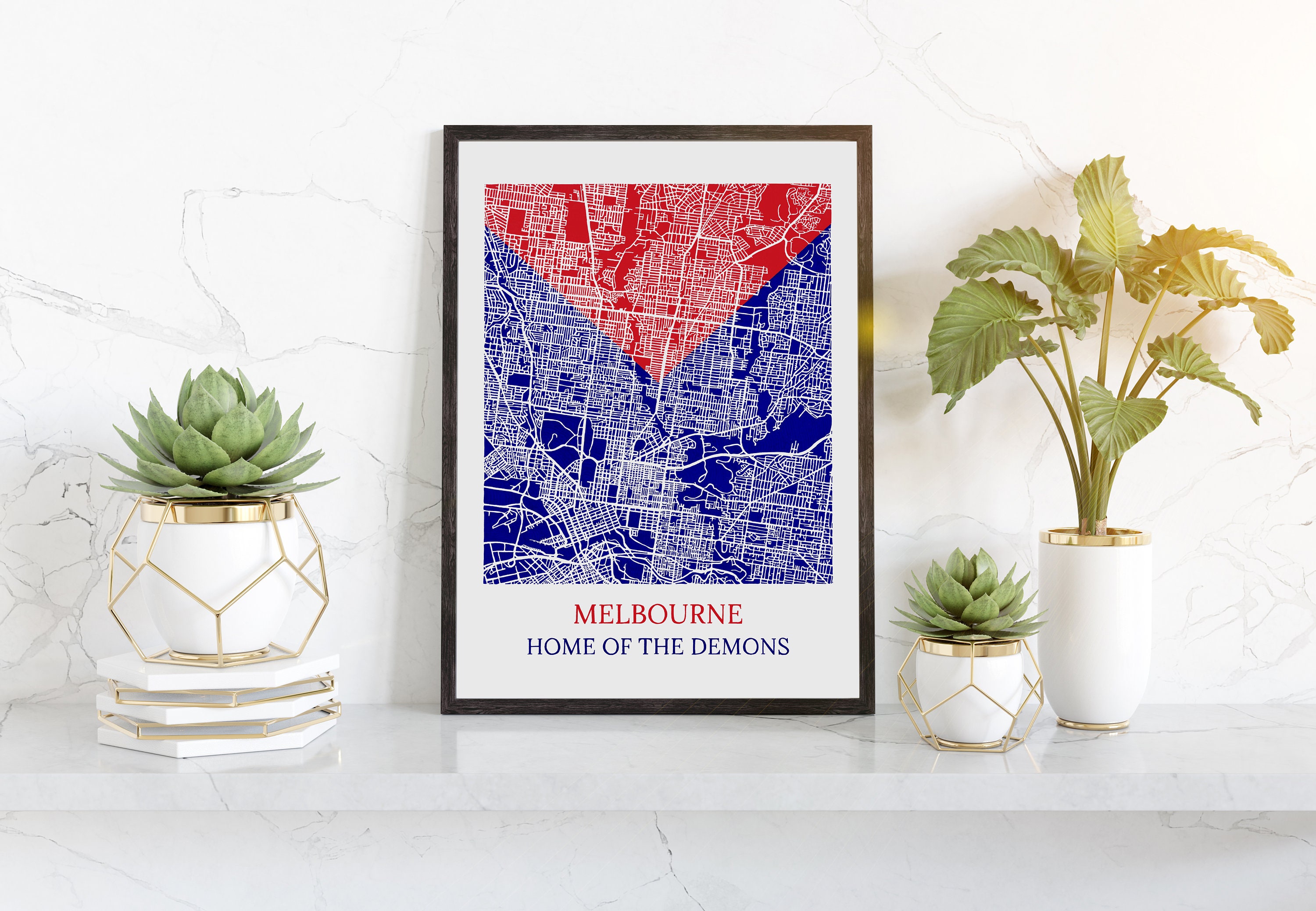 Melbourne Demons AFL Map Print originally Hand Drawn - Etsy
