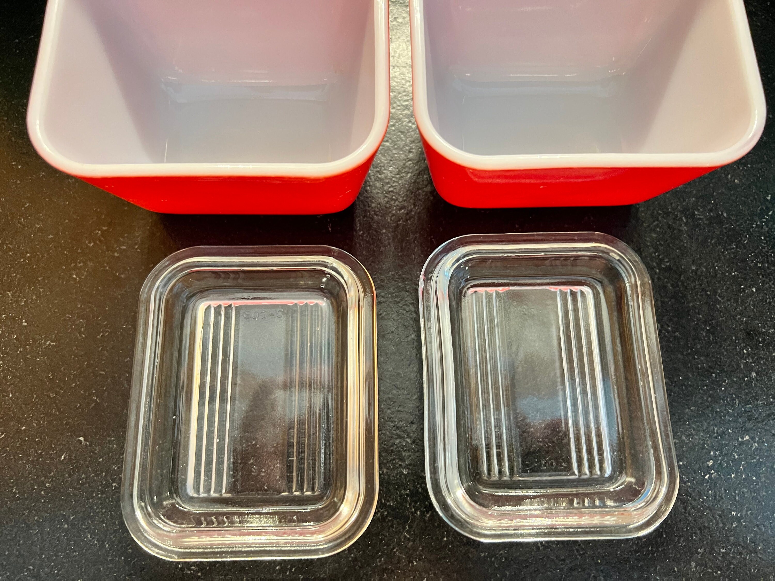 Vintage Pyrex Set of Two Red Fridgies With Lids - Etsy