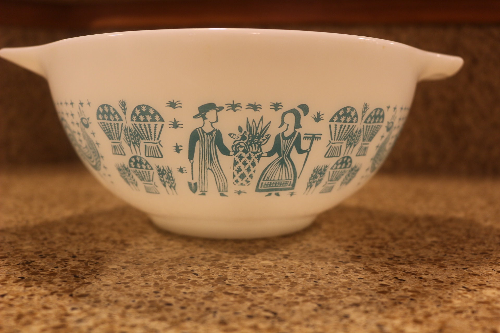 Vintage Pyrex Butterprint Cinderella Bowls Turquoise on Opal White ...