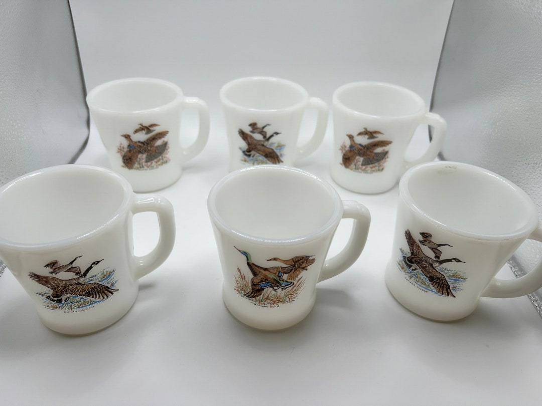 Vintage Fire King “game Birds” Coffee Mugs With D- Handles (set of 6 ...
