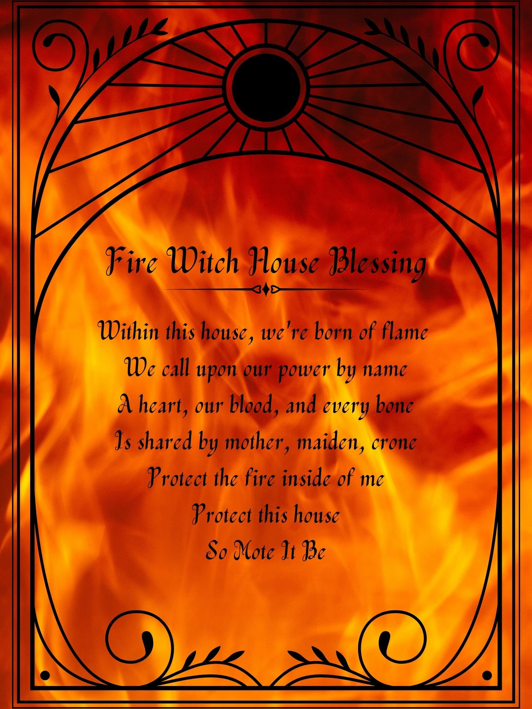 Fire Witch House Blessing Poster - Etsy España