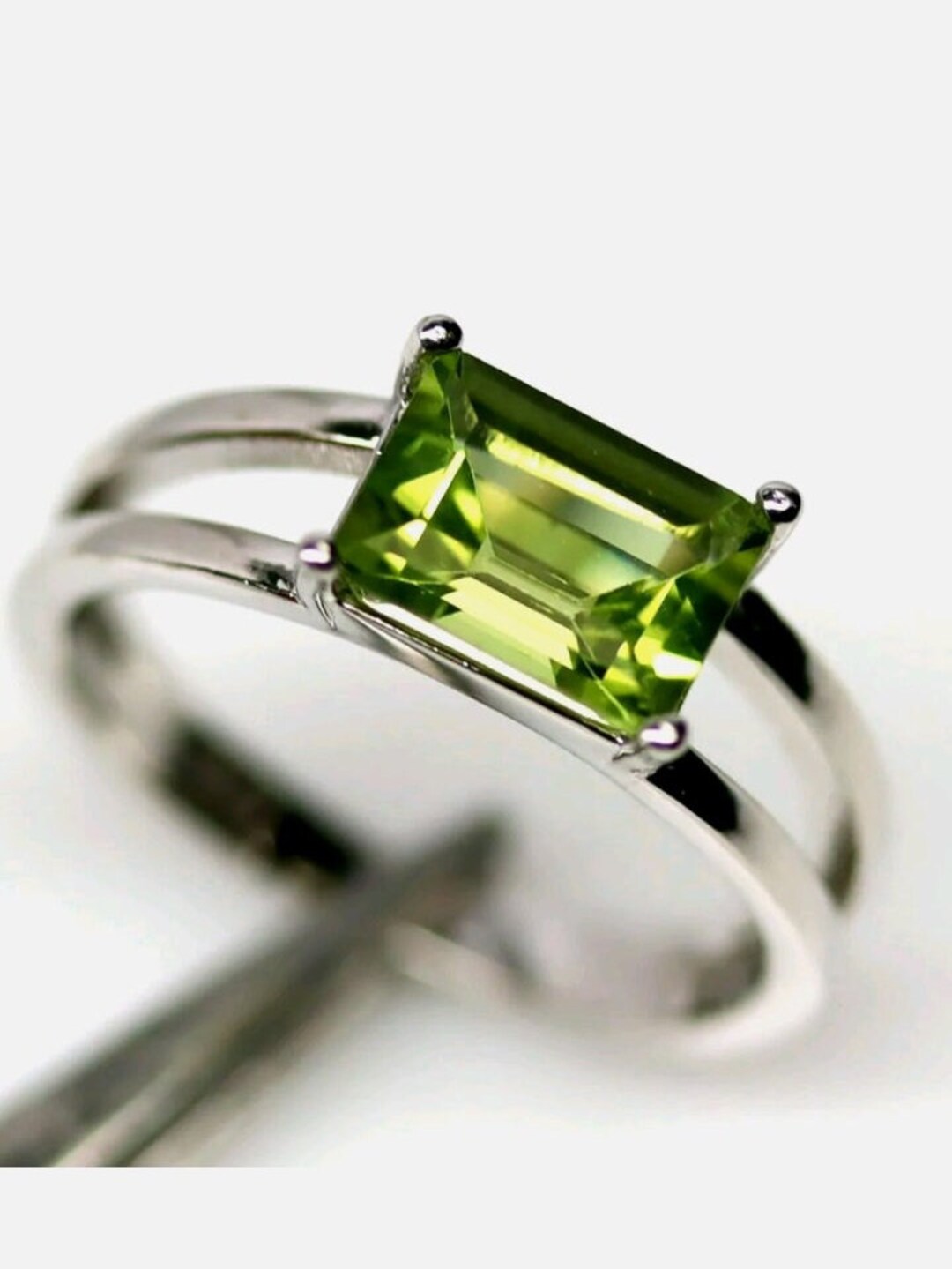 AAA Peridot Silver Ring 46 Rectangle Stone Size 925 - Etsy