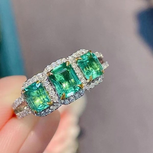 Lab Created Emerald Art Ring - Etsy