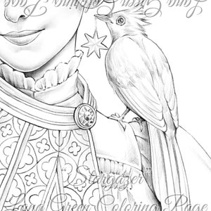 Stargazer Coloring Page for Adults Grayscale Coloring Page Instant ...