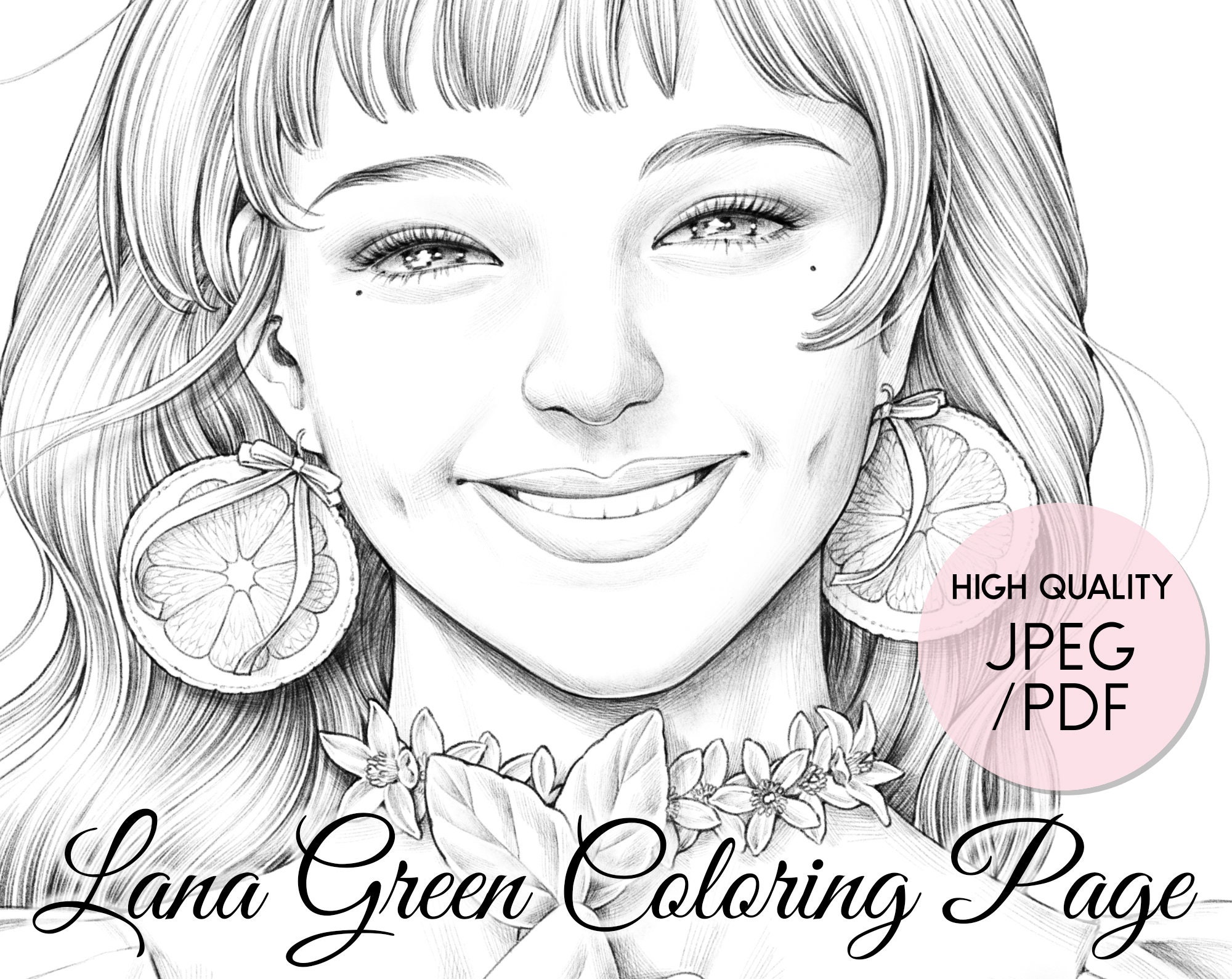 Citrus Coloring Page for Adults Grayscale Coloring Page - Etsy Australia