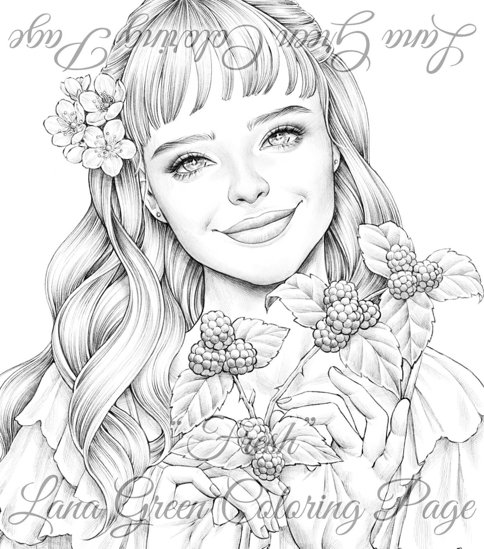 Fresh Coloring Page for Adults Grayscale Coloring Page - Etsy