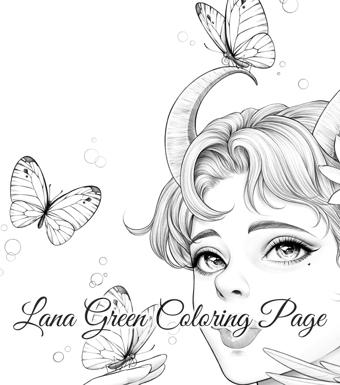 Faun Coloring Page for Adults Grayscale Coloring Page | Etsy