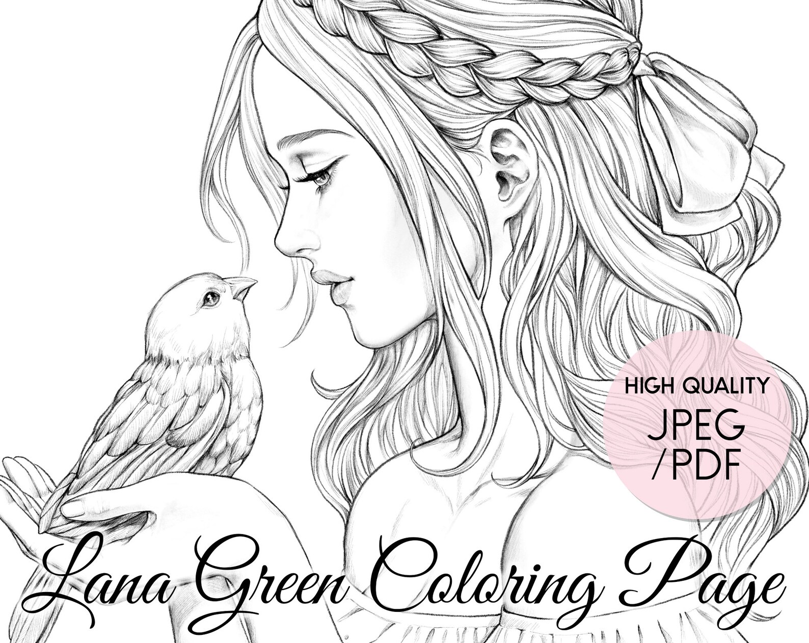 Birdy Coloring Page for Adults Grayscale Coloring Page - Etsy Canada