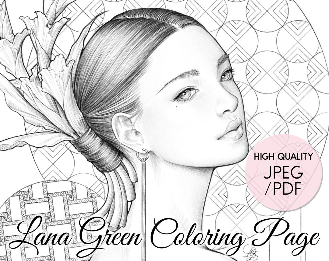 Grace • Coloring Page for Adults • Grayscale Coloring Page • Instant ...