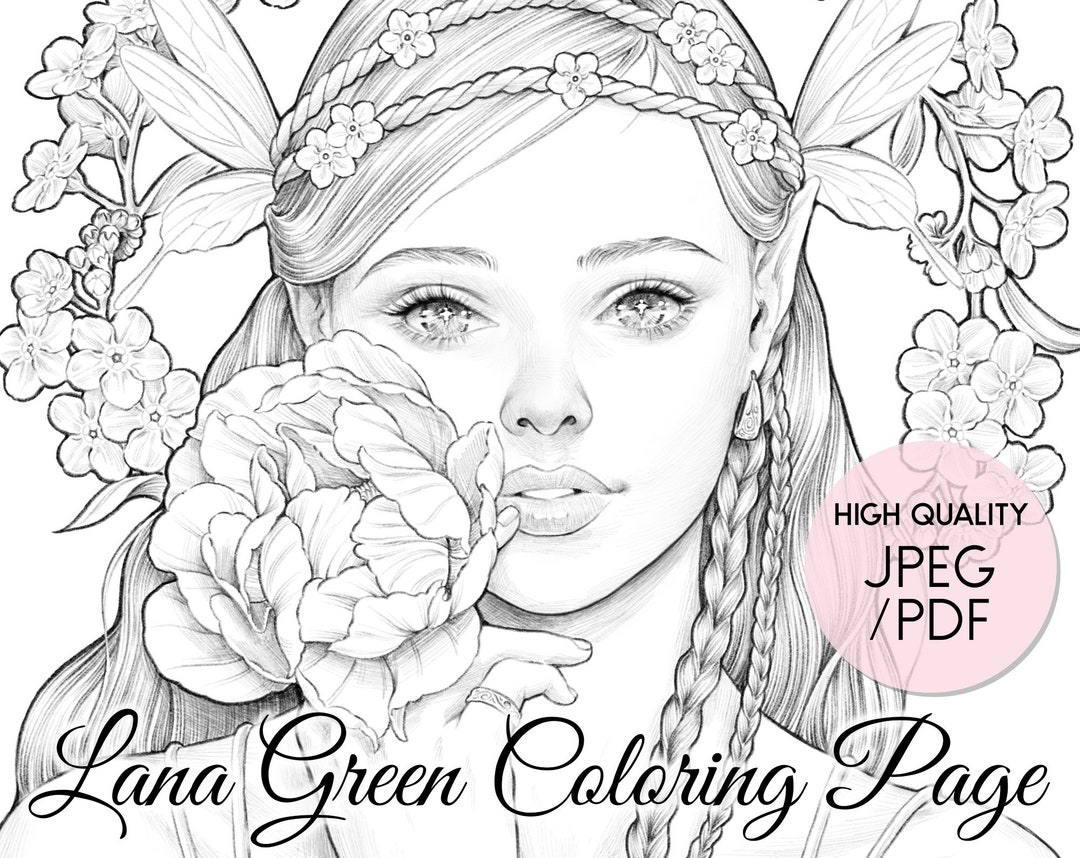 Sweet Meadow • Coloring Page for Adults • Grayscale Coloring Page ...