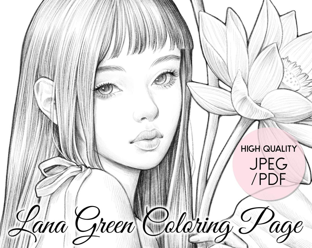 Green Scent • Coloring Page for Adults • Grayscale Coloring Page ...