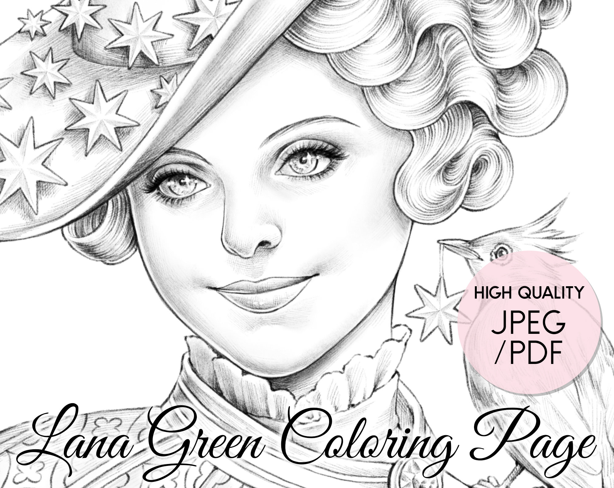 Stargazer Coloring Page for Adults Grayscale Coloring Page - Etsy Australia