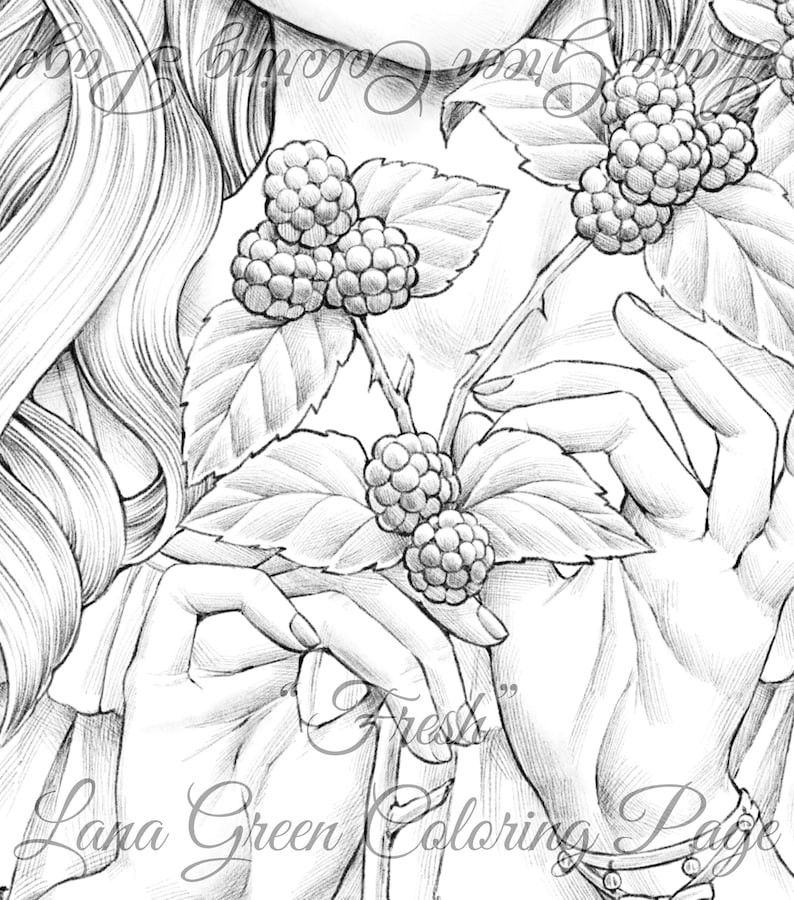Fresh • Coloring Page for Adults • Grayscale Coloring Page • Instant ...