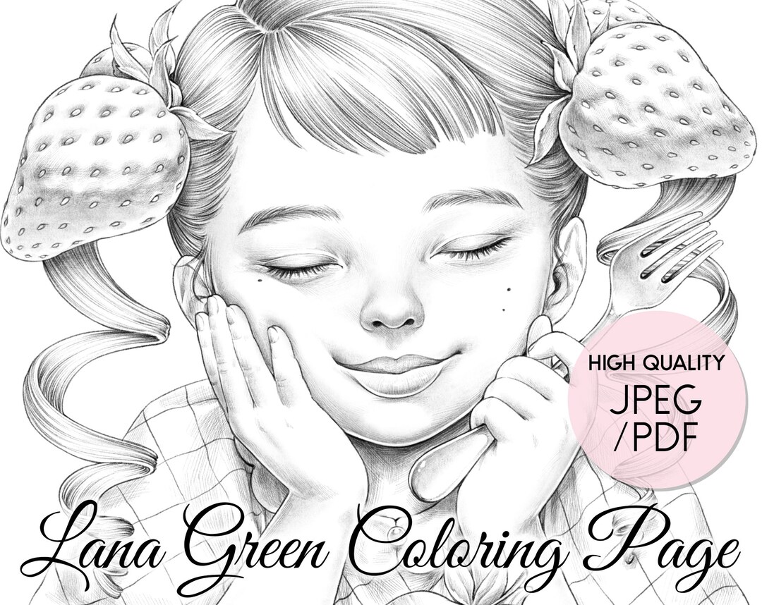 Very Berry Coloring Page for Adults Grayscale Coloring Page Instant ...