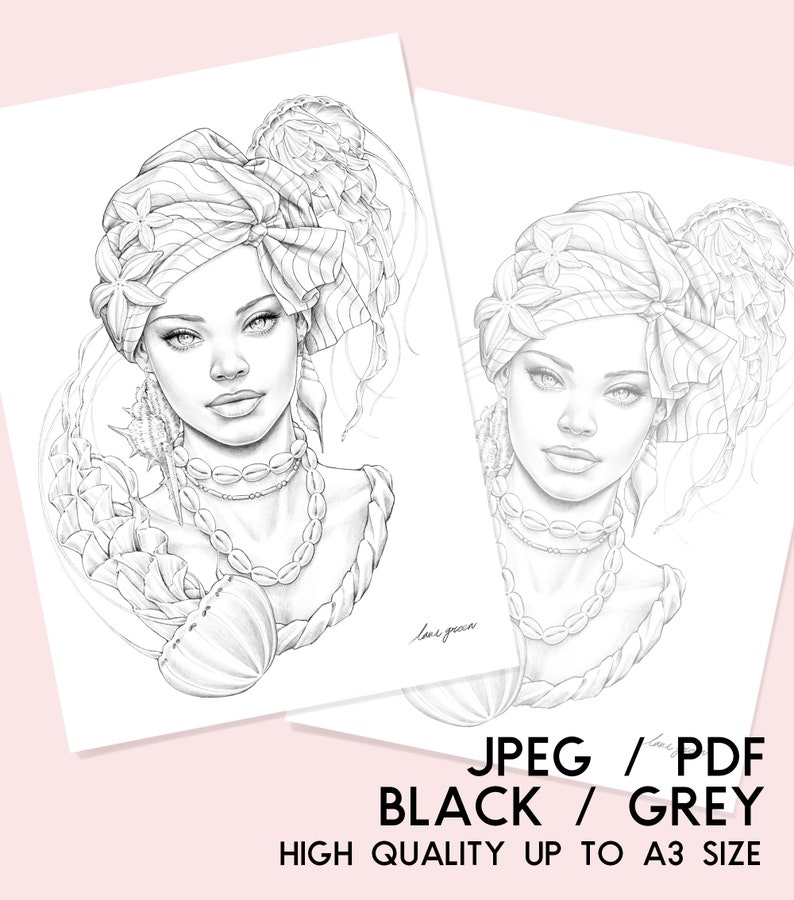 Marina Coloring Page for Adults Grayscale Coloring Page - Etsy UK