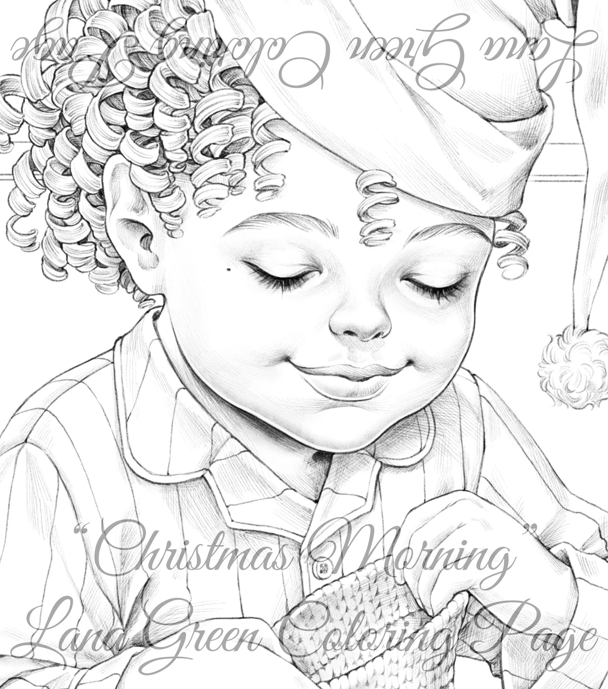 Christmas Morning Coloring Page for Adults Grayscale - Etsy UK