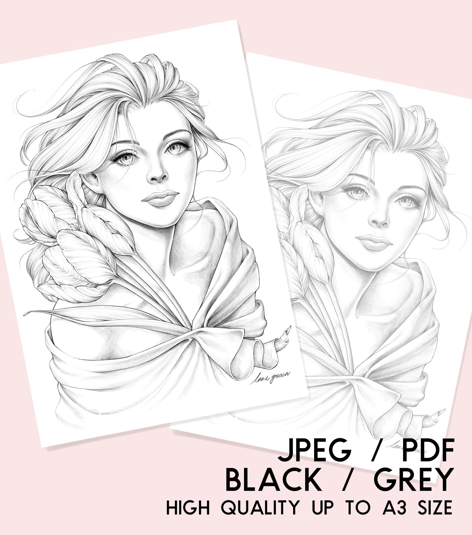 Warm Wind Coloring Page for Adults Grayscale Coloring Page | Etsy