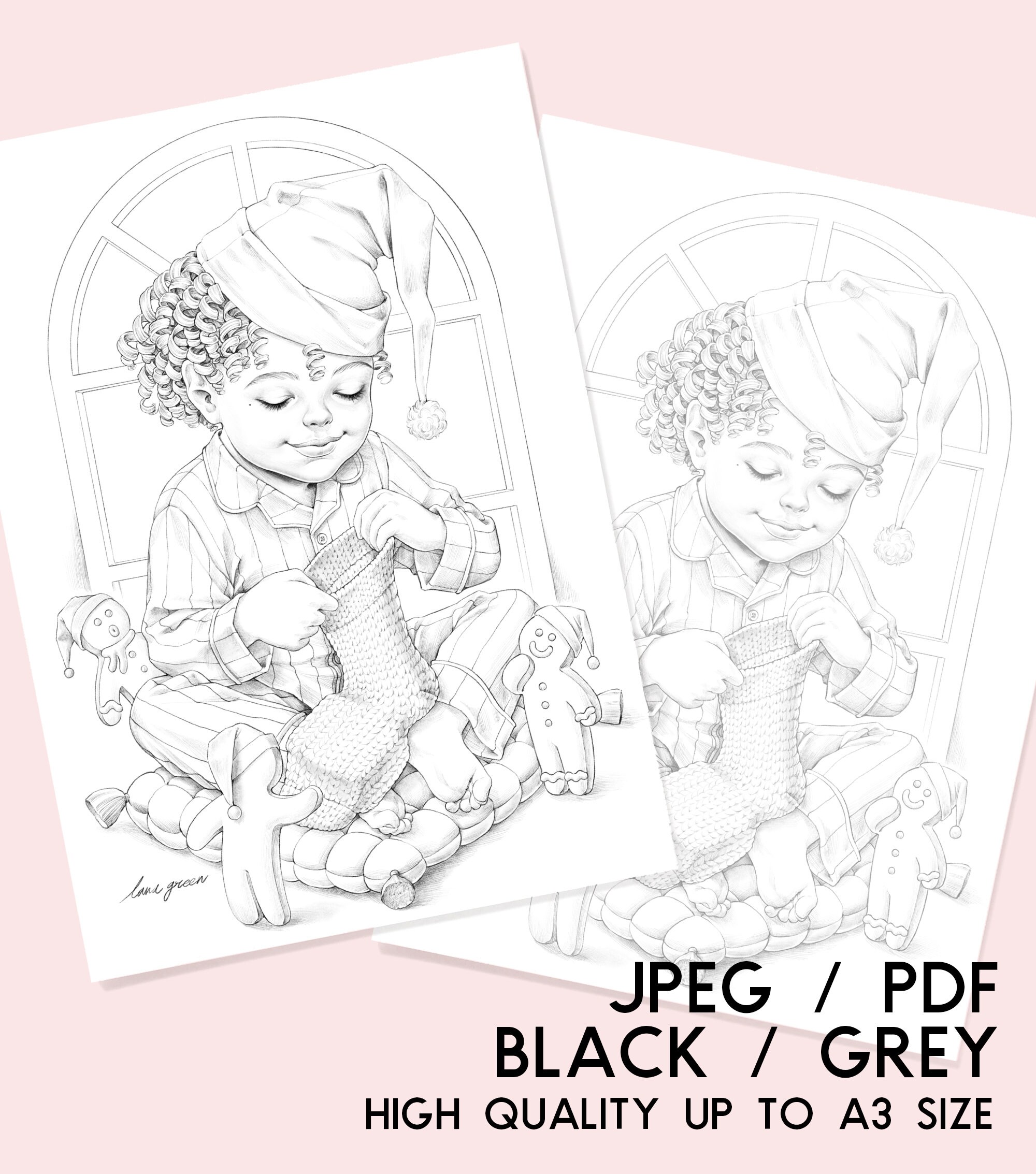 Christmas Morning Coloring Page for Adults Grayscale - Etsy UK