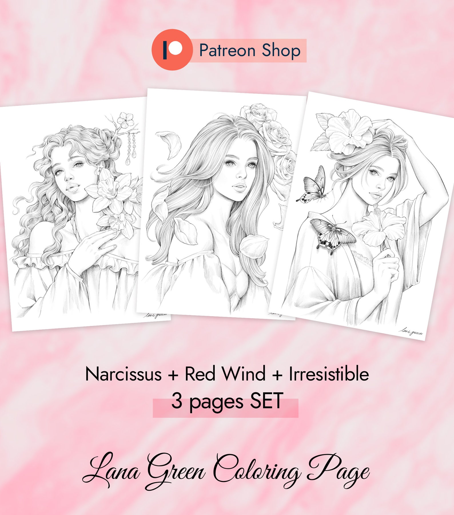 Irresistible • Coloring Page for Adults • Grayscale Coloring Page ...