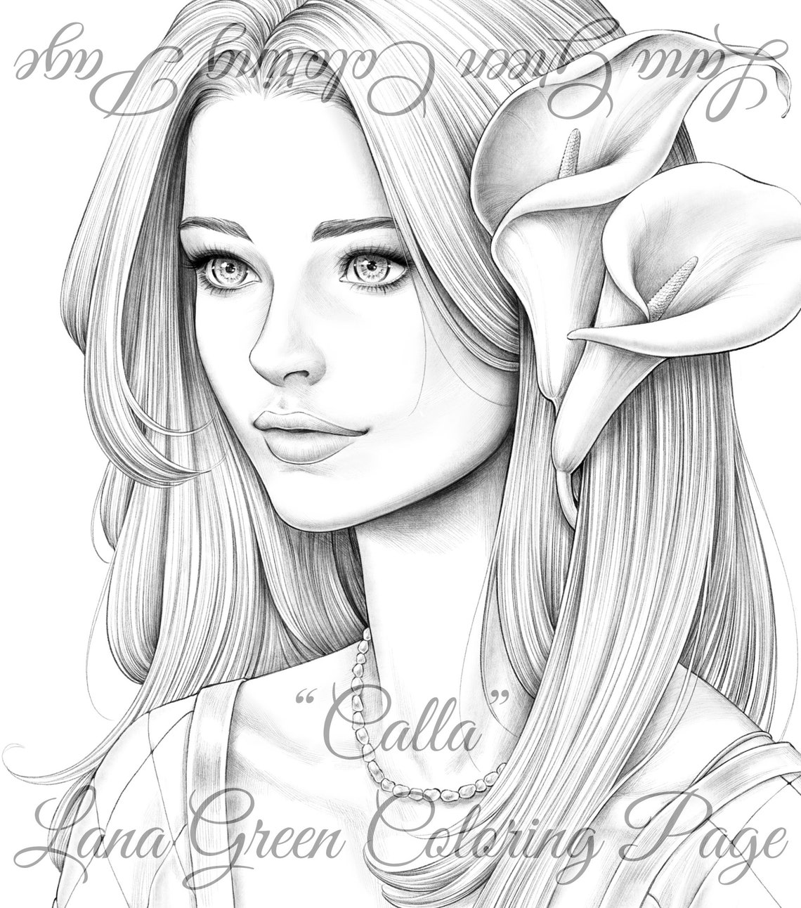 Calla Coloring Page for Adults Grayscale Coloring Page - Etsy