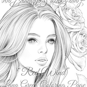 Red Wind • Coloring Page for Adults • Grayscale Coloring Page • Instant ...