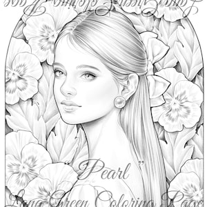 Pearl • Coloring Page for Adults • Grayscale Coloring Page • Instant ...