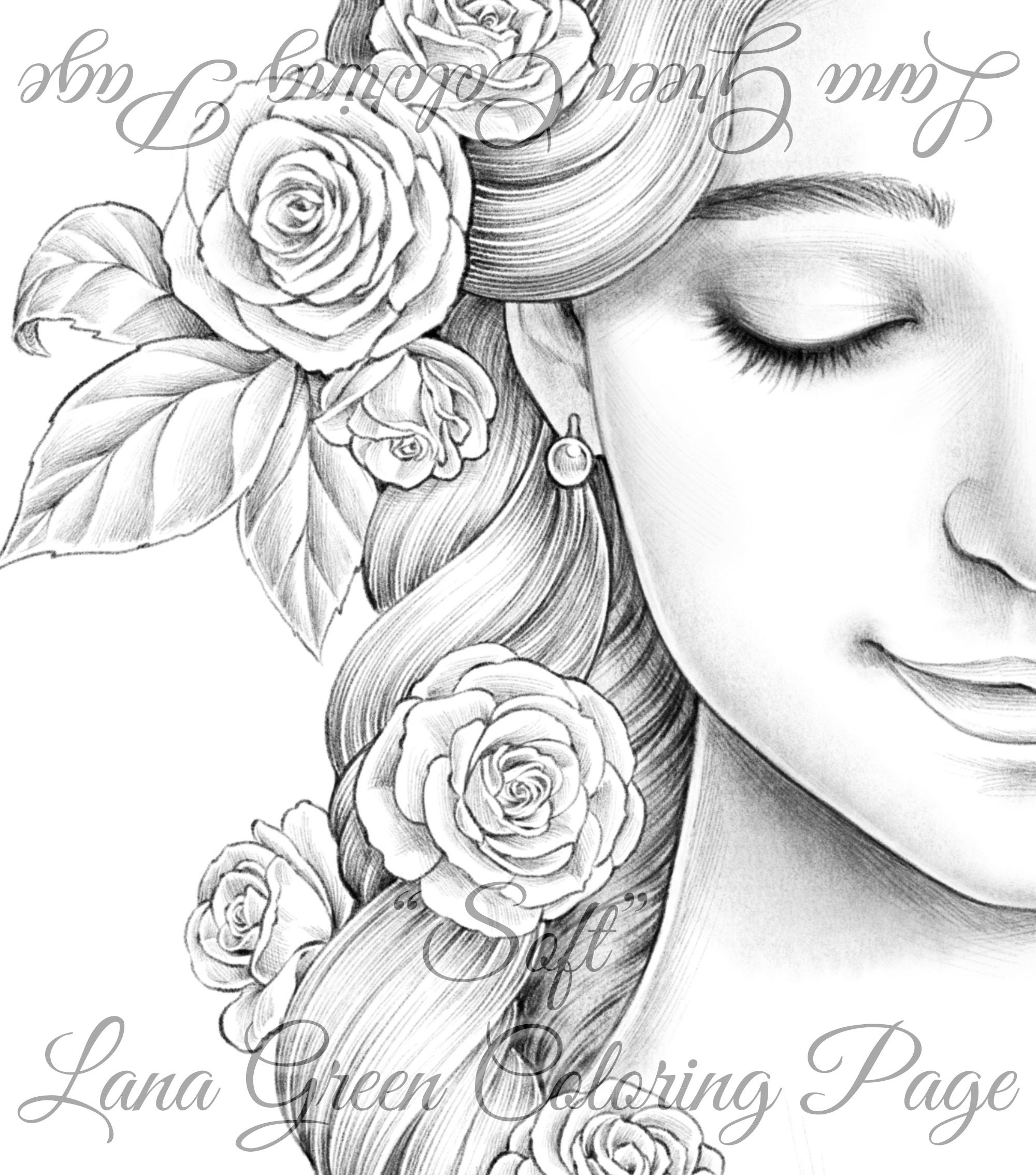 Soft Coloring Page for Adults Grayscale Coloring Page - Etsy UK